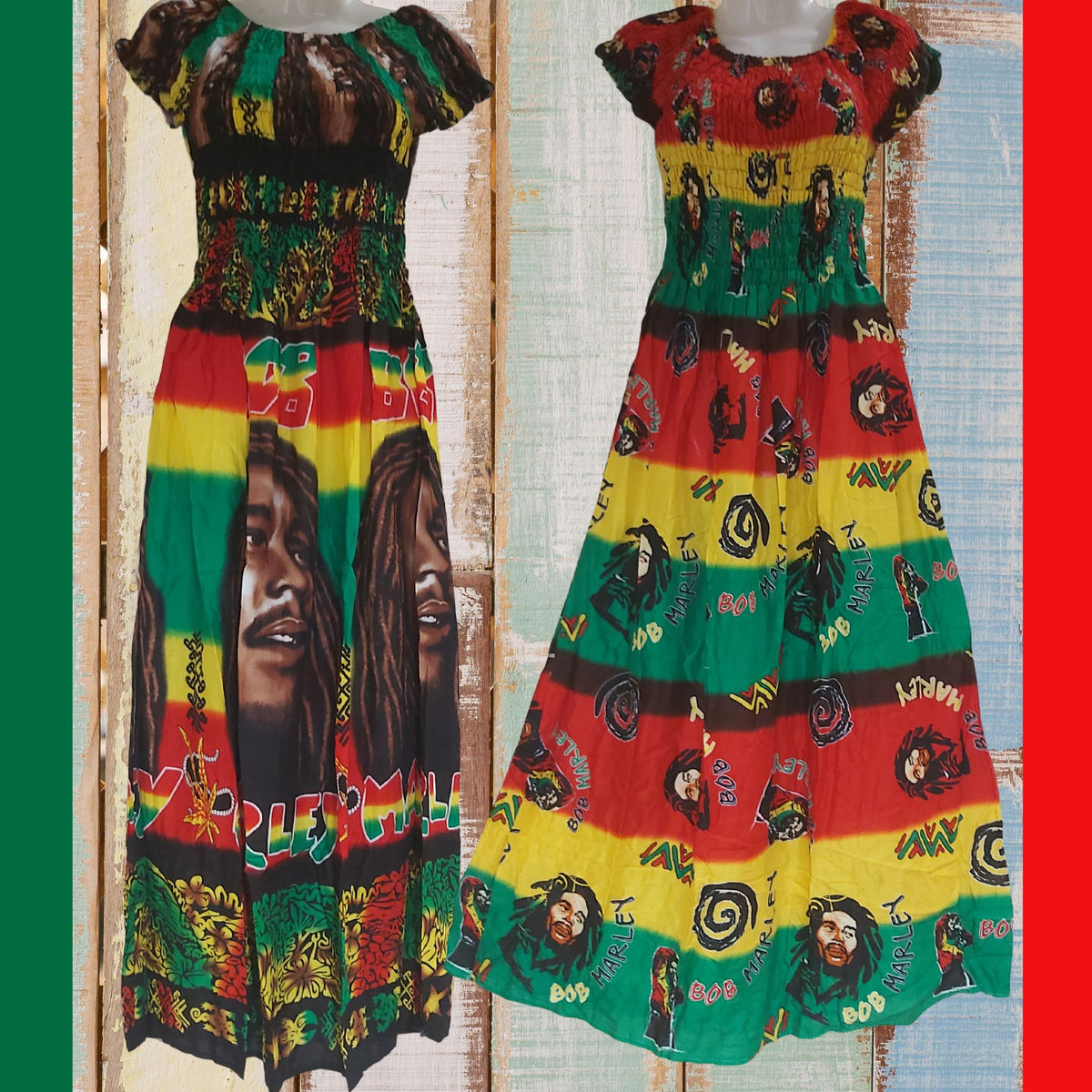 Bob Marley One Size Fit All Fashion Dress/Rasta Colors 100% Cotton/Gift ...