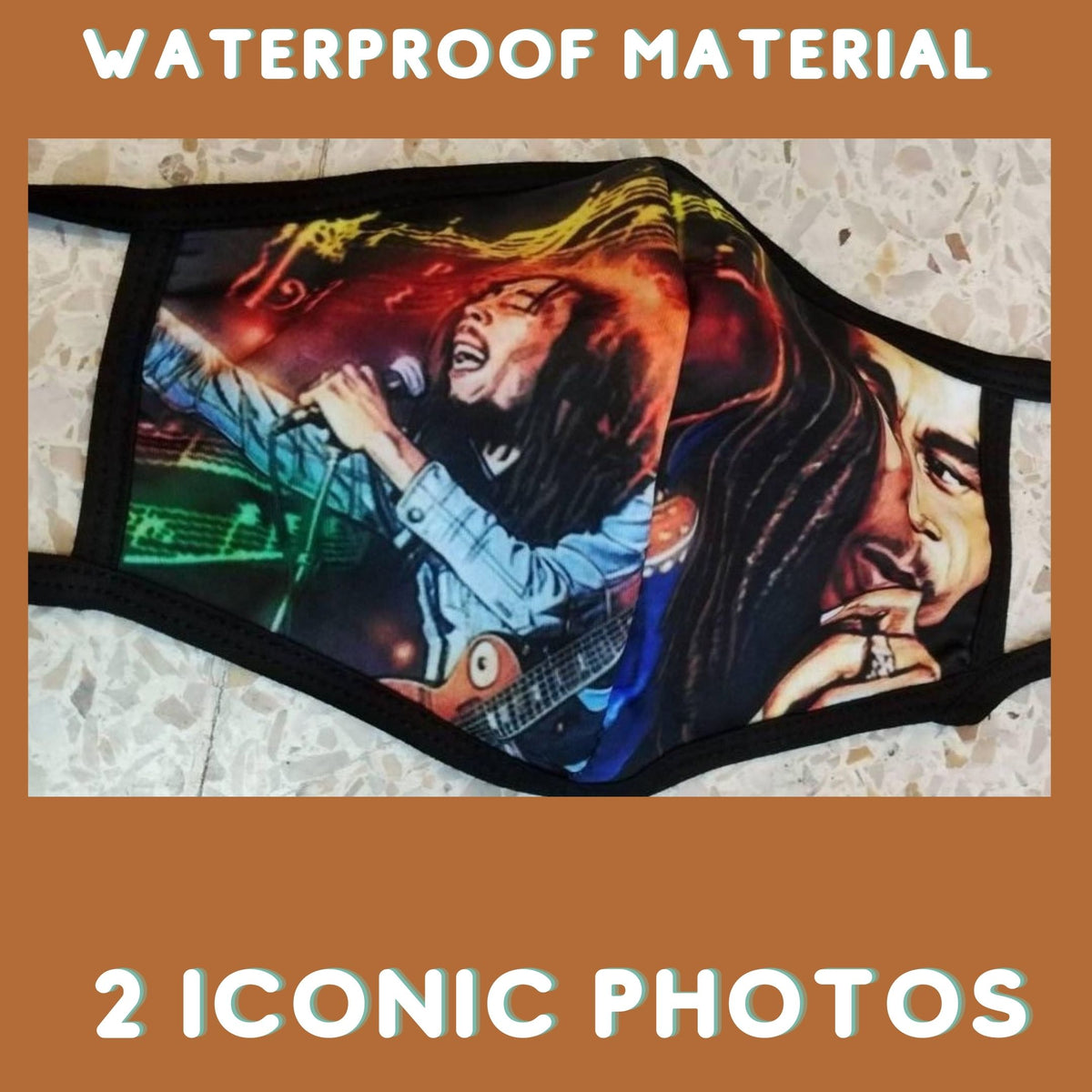 Bob Marley 3D Graphic Print On Waterproof Fabric Face Mask/Souvenir ...