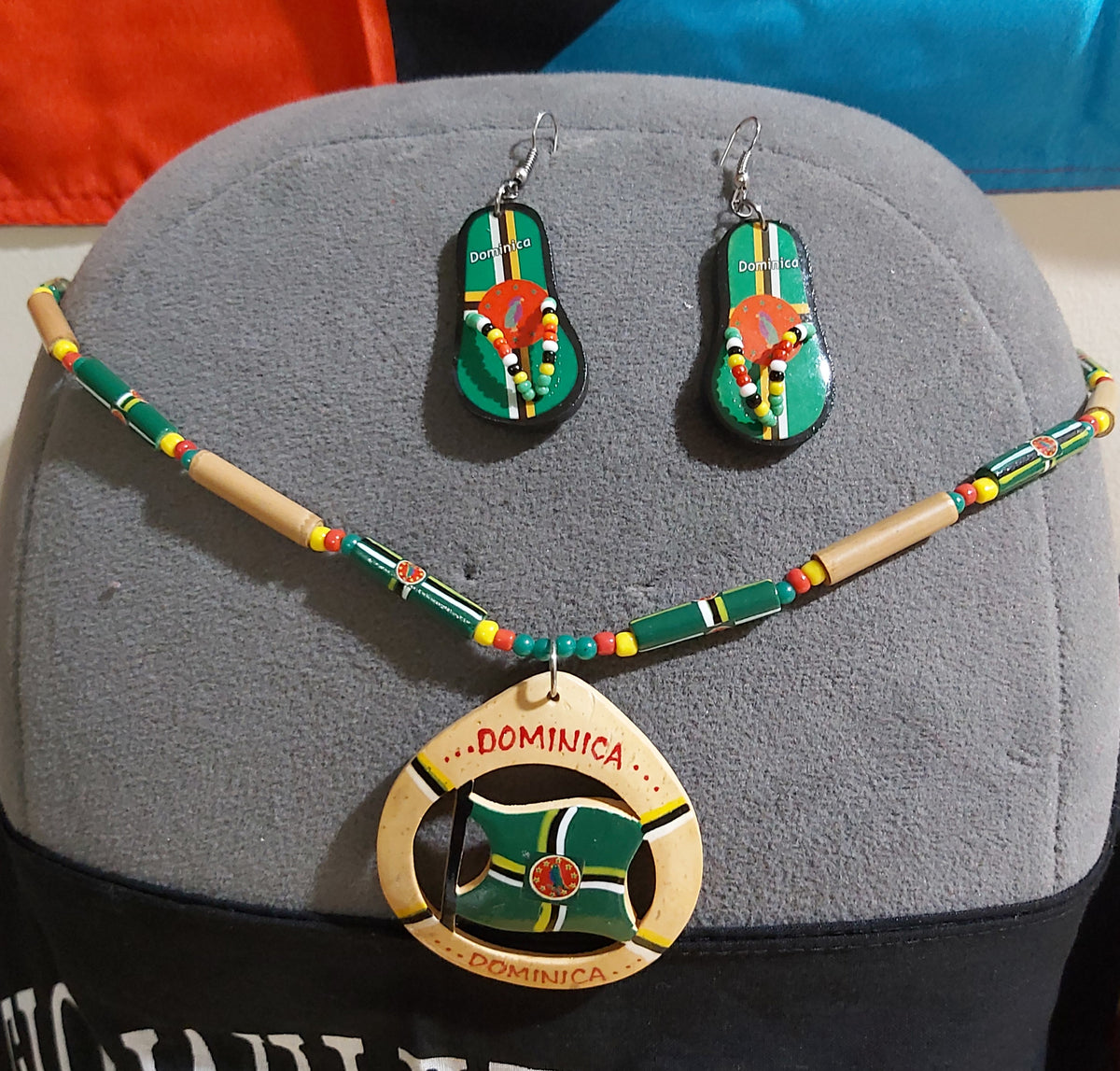 Dominican Flag Bamboo Handmade Necklace and Pendant/Flag fashion ...
